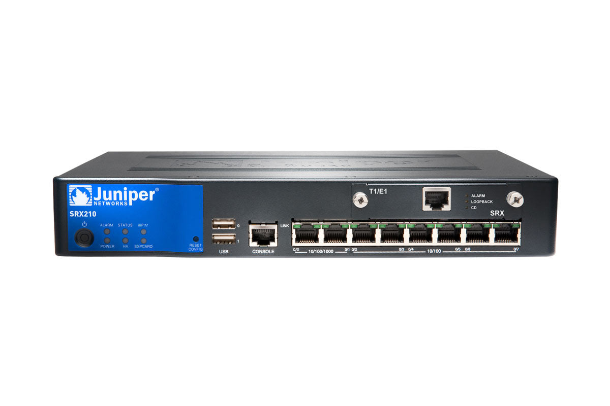 Juniper SRX210 SRX210 Services Gateway with 1 Mini-PIM slot, 2 GB DRAM ...